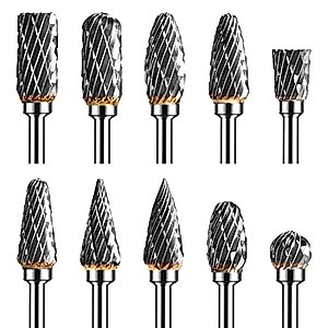 Tungsten Carbide Rotary Burr Set with 1/8" Shank, Double Cut Carving Bits for Rotary Tool Accessories for DIY Woodworking, Polishing, Drilling