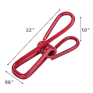 50pcs 2.2 Inches Colored Clothes Pins Waterproof Metal Chip Clips Steel Clip for Food Bag, Chips Bag, Paper