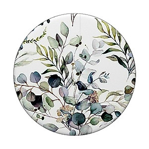 Eucalyptus green blossom flower leaves floral branches PopSockets Swappable PopGrip