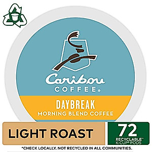 Caribou Coffee Daybreak Morning Blend, Single-Serve Keurig K-Cup Pods, Light Roast Coffee, 72 Count