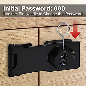 Cabinet Password Hasp Locks, Cabinet Password Hasp Locks for Wooden Cabinet 3-Digit Password Code, Anti-Theft Household Security Combination Hasp Latch Lock Twist Knob Drawer Cupboard Locker