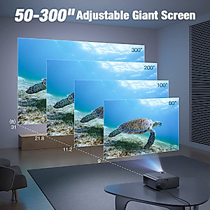 5G WiFi Bluetooth 4K Projector, Autofocus 450 ANSI Lumen Full HD Native 1080P Projector, Outdoor Projector Auto 6D Keystone, 50% Zoom, 300” Display Movie Projector for Home Theater