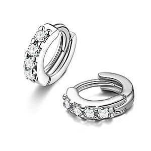 5mm Huggie Earrings 925 Sterling Silver Cubic Zirconia Tiny Hoop Earrings Cute Mini Forward Helix Cartilage Earring Hoop for Women