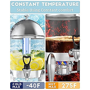 Beverage Dispenser 3 Gallon Hot And Cold Plastic Drink Dispenser with Spigot Lemonade Tea Water Coffee Chafer Urn With Ice Core, for Parties Buffet Catering Hot & Cold Drinks (PC Transparent)