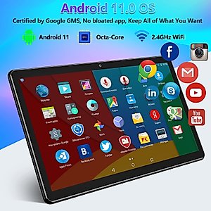 𝟮𝟬𝟮𝟒 𝗟𝐚𝐭𝐞𝐬𝐭 Tablet 10.1" Octa-Core Android 11 Tablet, 64GB Storage Tablet with Keyboard, Stylus Pen, Dual 13MP+5MP Camera, WiFi, Bluetooth, GPS, 512GB Expand Support, IPS Full HD Display
