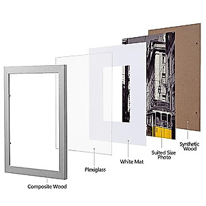eletecpro 11x14 Picture Frames Set of 5, Gallery Wall Frame Display 8x10 Photo with Mat or 11x14 without Mat, Picture Frame Collage Wall Decor for Wall Mounting, Grey