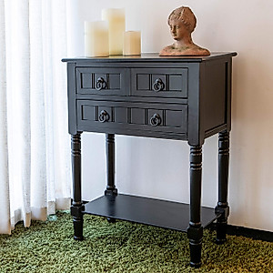 Decor Therapy Westerman Three Drawer Storage Console Table, Black