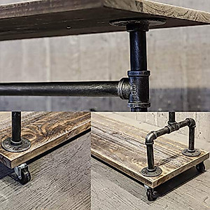 wuxiuqi Industrial Pipe Clothing Rack on Wheels,Rolling Iron Garment Racks with Shelves, Commercial Grade Clothing Racks Heavy Duty,Vintage Steampunk Clothes Rack Retail Display Wood