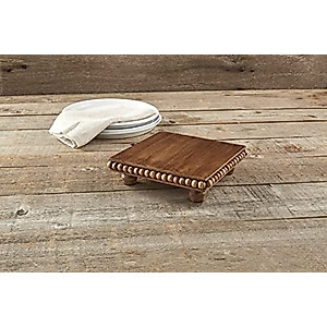 Mud Pie Beaded Wood Trivet, 8" x 8", Brown