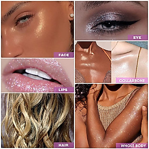 3 Colors Polvo De Hadas Highlighter Powder Stick Set, Trio Shimmer Glitter Patting Highlight Puff, Glow Luminizer Sparkle Fairy Highlighters for Brighten Face Body Lips Makeup Kit