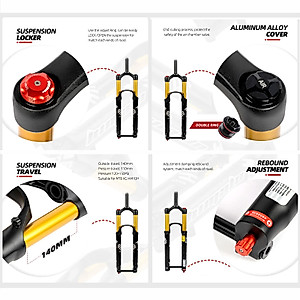 Bike Air Fork 27.5/29 Inch Downhill Mountain Bike Suspension Forks Travel 140mm Rebound Adjust Manual Lockout 1-1/8'' Straight/Tapered Front Fork Thru Axle 15x110mm Boost XC/DH/AM ( Color : Black Stra