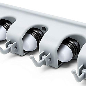 LETMY Broom Holder Wall Mounted - Mop and Broom Hanger Holder - Garage Storage Rack & Garden Tool Organizer - 5 Position 6 Hooks for Home, kitchen, Garden, Tools, Garage Organizing