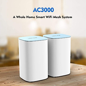 WAVLINK 3000Mbps Tri-Band Mesh WiFi Router,Whole Home Wi-Fi Smart Mesh System, Gigabit Speed Mesh, The 3-Unit kit Covers 7,500 sq.ft.Seamless Roaming,Parental Controls,3xGigabit Ports,2-Pack