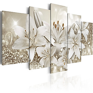 artgeist Textured Canvas Wall Art Flowers Lily 80x40 in - 5pcs Painting Canvas Prints Picture Artwork Image Framed Contemporary Modern Photo Wall Home b-A-0309-b-o