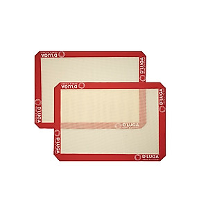 D'Luga 2-pack Non-Stick Silicone Baking Mat, Reusable Heat-Resistant Liner for Baking Pans and Cookies, Easy & Convenient, 16.5"x11.6" size, No oil Greasing Needed, Food-Grade Quality.