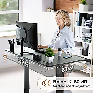 HappYard Height Adjustable Electric Standing Desk, 47 x 23 Inches Adjustable Desk w/ 4 Memory Button, Splice Board, 2 Hooks, 2 Outlet Boxes, Adjustable Height Computer Desk for Home Office, Black