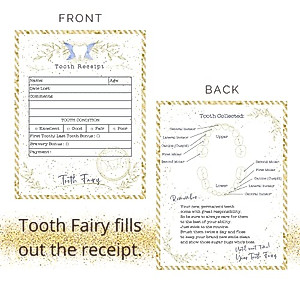 20 Moments of Tooth | 20 Tooth Fairy Receipt Cards and 1 Tooth Fairy Bag | Tooth Fairy Certificate Keepsake for Kids (Light Gold, 4.25x5.5 in)