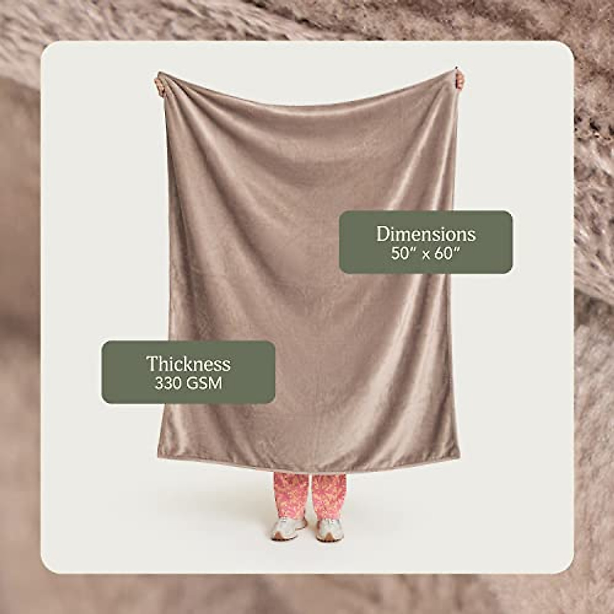 UnHide Lil Marsh Traveler - Travel Blanket - Faux Fur Blanket - Durable, Lightweight, Extra Soft Blanket - 300 GSM - Machine Washable - Perfect for Road Trips & Road Trips - Mocha Shar Pei (50” x 60”)