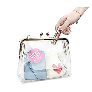 HOXIS Clear Transparent PVC Kiss Lock Chain Cross Body Bag Womens Clutch