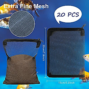 Shappy 20 Pack Aquarium Filter Bags 5.9 x 8 Inch Fine Black Filter Media Bags High Flow Fine Mesh Bags Reusable Nylon Bags with Zipper for Fine Resins Filter Activated Carbon Fresh Saltwater Tanks
