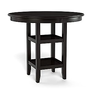 Giantex Round Counter Height Table, 42 Inch Wood Farmhouse Kitchen Table with 2-Storage Shelf, 2-Tier Modern Vintage Dining Room Table with Anti-Slip Foot Pads, Kitchen & Dining Room Furniture Table