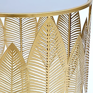 Adeco Set of 2 Side, Decorative Round Metal Accent End Nightstands, Coffee Plant Stand for Living Room Bedroom Nesting Tables, Gold Leaf