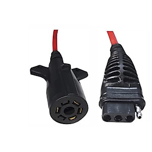 MaxxHaul 70086 7-Way Round to 4-Way Flat Trailer Plug Adaptor with 18 Inch Flexible Cable Which Extends To 36 Inches , Red