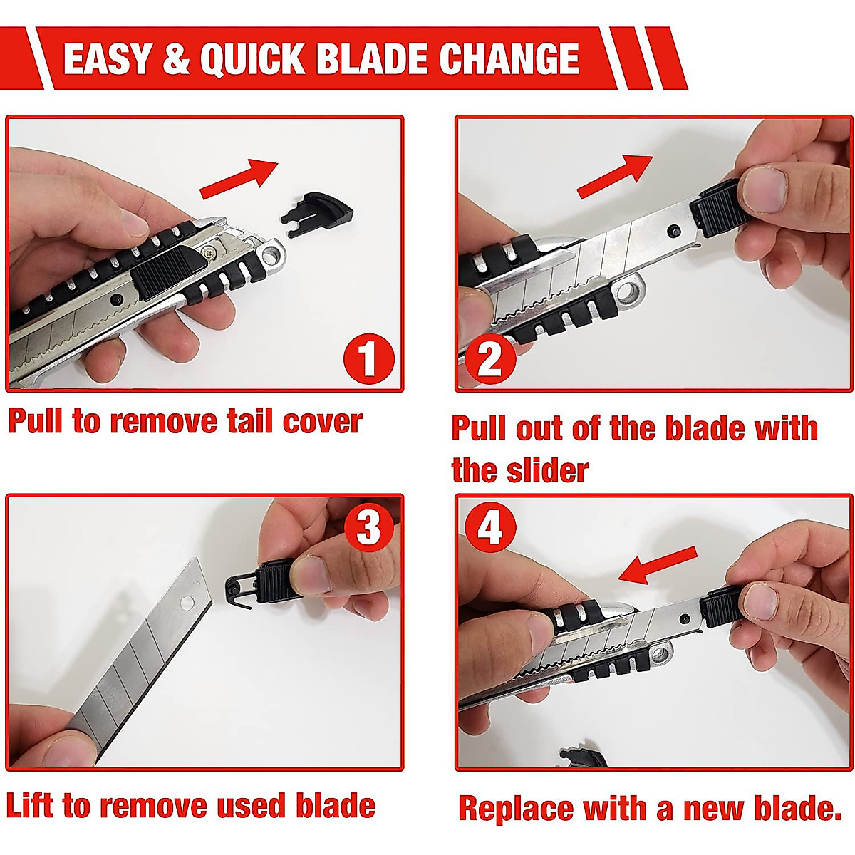 NESTER Utility Knife Retractable Box Cutter, 20 Blades(3/4" 18mm Wide Blade Cutter) Retractable, Compact, Extended Use for Construction, Heavy Duty, Office, Home, Arts, Crafts, Hobby