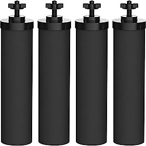 BB9-2 Water filter, Black Purification Elements Water Purifier Replacement Filters Compatible with Gravity Filter System, Doulton Super Sterasyl and Propur Traveler, King, Big Series, 4 Pack