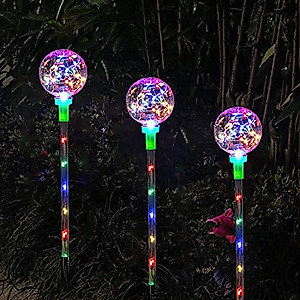 Anycosy Garden Globe Lights Solar Powered,Solar Pathway Lights Outdoor Garden,Waterproof Solar Powered Pathway Lights 3 Pack