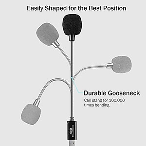 C G CHANGEEK Mini USB Microphone for Laptop and Desktop Computer, with Gooseneck & Universal USB Sound Card, Compatible with PC and Mac, Plug & Play, Ideal Condenser Mic for Remote Work, Online Class