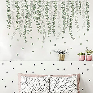 Prabahdak Eucalyptus Wall Stickers Green Leaves Vine Wall Decals Stickers Removable Peel and Stick Wall Art Decor for Sofa Background Living Office Room Baby Bedroom Kitchen Nursery Room Decorations