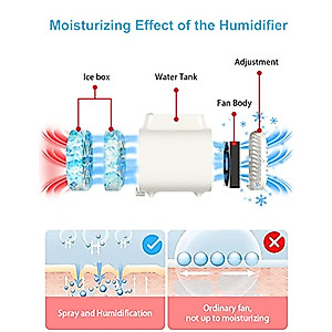 Portable Air Conditioner, Futtest Personal Evaporative Cooler Air Conditioner Fan with 600ml Water Tank Cordless&Rechargeable Desk Cooling Fan LED Light for Room and Office