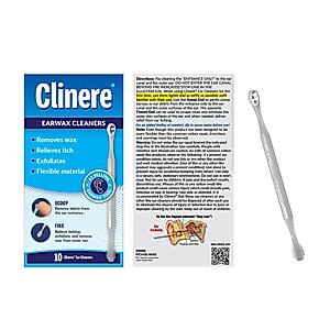 Clinere® Ear Cleaners, 10 Count Earwax Remover Tool Safely and Gently Cleaning Ear Canal at Home, Ear Wax Cleaner Tool, Itch Relief, Ear Wax Buildup, Works Instantly, Exfolimates, Earwax Cleaners.