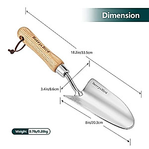 Stainless Steel Trowel, Garden Small Flower Hand Shovel, Potting Soils Scoop with Wood Handle, Gardening Bonsai Tools for Transplanting Digging Weeding Planting