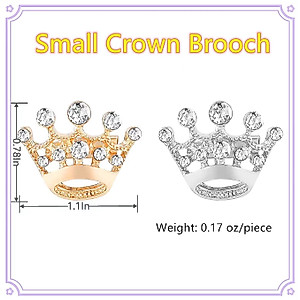 Small Crown Brooch pins for women fashion Rhinestone Gold Silver Crown Brooch for men (12PCS Gold)