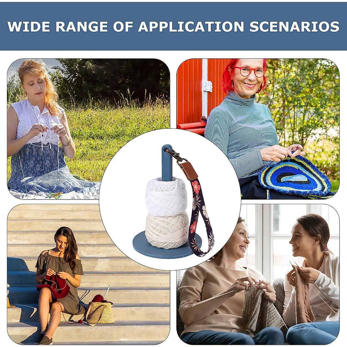 Yarn Holder, Yarn Holder for Crocheting Rotating, Yarn Spinner for Crocheting, Portable Wrist Yarn Ball Minder Stand with Wristband Acrylic Twizzling Yarn Organizer for Craft Lover