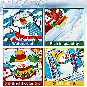 72 Pcs Winter Mix Cut Outs Winter Wonderland Cutouts Penguin Snowflake Snowman Paper Cutouts with Glue Point Dots Winter Bulletin Board Set for Classroom Decor School Christmas Winter Party Supplies