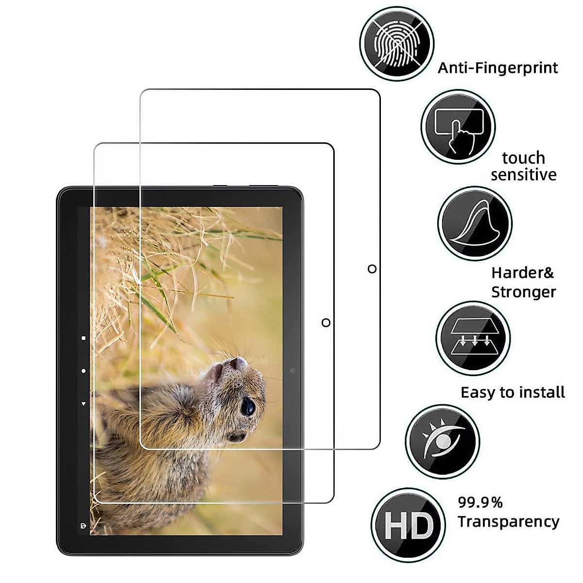 [2 pack] For Amazon Fire HD 10 2021/ Fire HD 10 Plus 2022 tempered glass screen protector, suitable for Fire HD 10 2021/ Fire HD 10 Plus.high-definition transparent shielding layer, scratch resistance