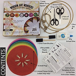 Window Art KIT Create 2 Unique Designs! Creative Colorful Suncatcher Craft Kit. All Abilities/Ages, Children/Kids/Teens/Adults. Make Your Own and Share The Fun! Window Art Wonders by Baggy Wrinkl