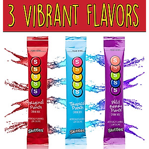 Skittles Singles To Go - Variety Pack of 6 - Candy Flavoring Water Enhancer – 3 Flavors of Skittles Drink Mix - Bundle with Ballard Products Recipe card