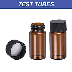 PATIKIL 20ml Amber Glass Vials, 50 Pack Sample Vials with Screw Cap and Write-on Spot Reagent Media Bottle with Labels Leak-Proof Liquid Vial for Lab