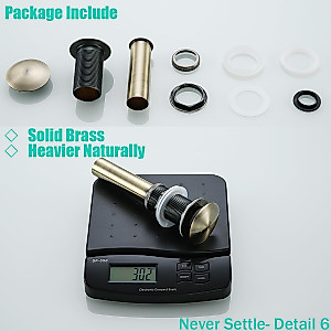 RANDOM Bathroom Vessel Sink Pop Up Drain Stopper Without Overflow Antique Brass, All Metal Rustproof Brass and 304 Stainless Steel 83006A.