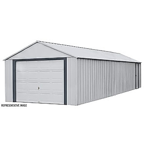 Arrow Shed 14' x 31' Murryhill Garage Galvanized Steel Extra Tall Walls Prefabricated Shed Storage Building, 14' x 31', Flute Gray