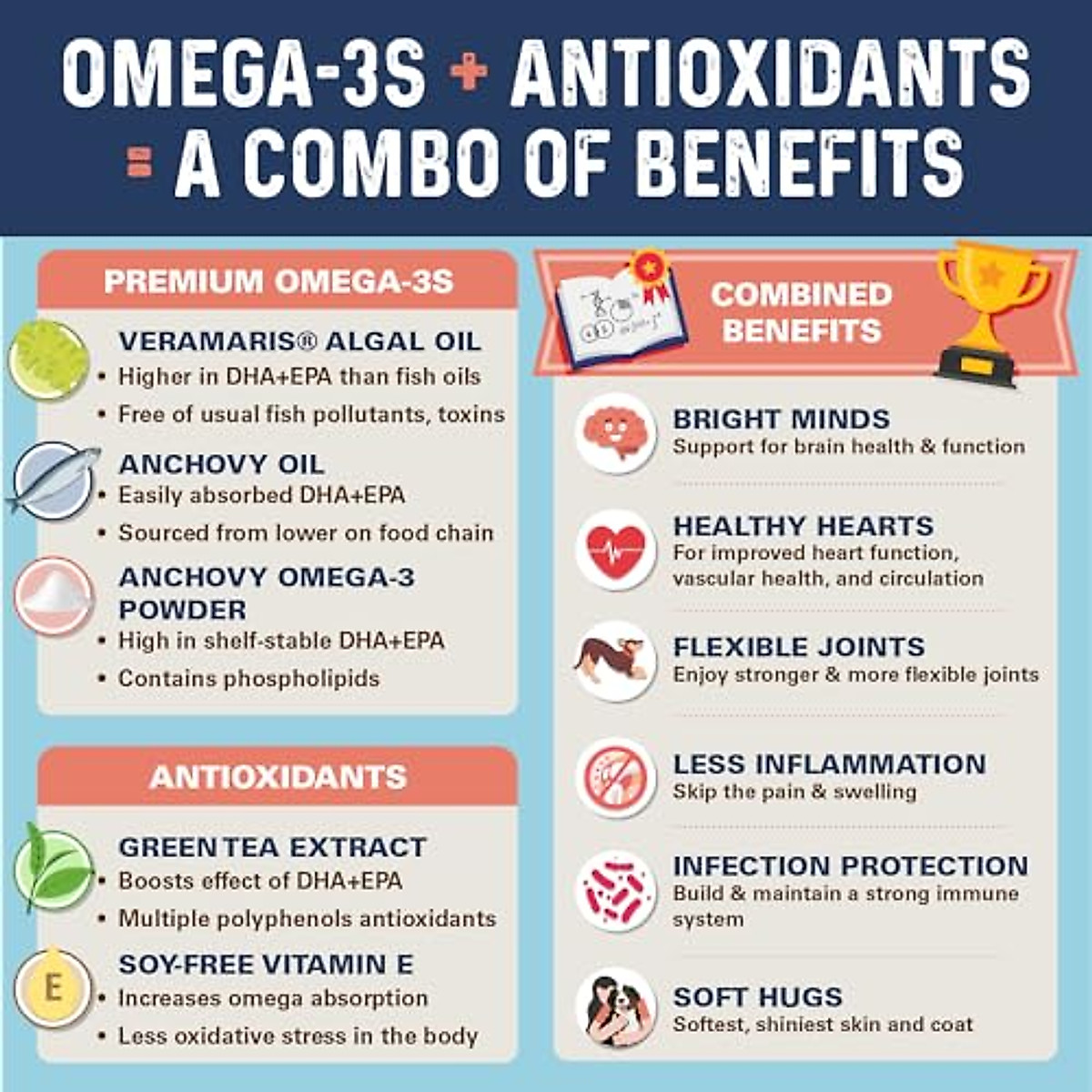Bernie’s OMG!!! Omegas 5X Extra Strength Omega-3s DHA+EPA, Chews with Fish Oil for Dogs, Ultimate Skin & Coat, Works as Dog Allergy Chews, Dog Calming Chews, Joint Supplement. (Salmon)