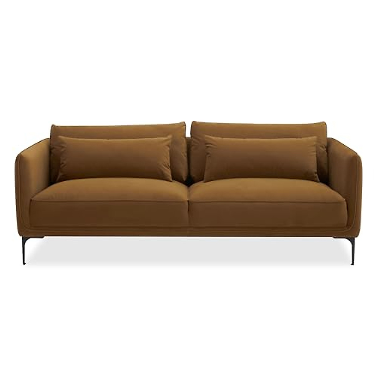KISLOT 84 Inch Velvet Sofa Upholstered Modern Couch 3-Seat for Living Room, 85'', Ochre Brown