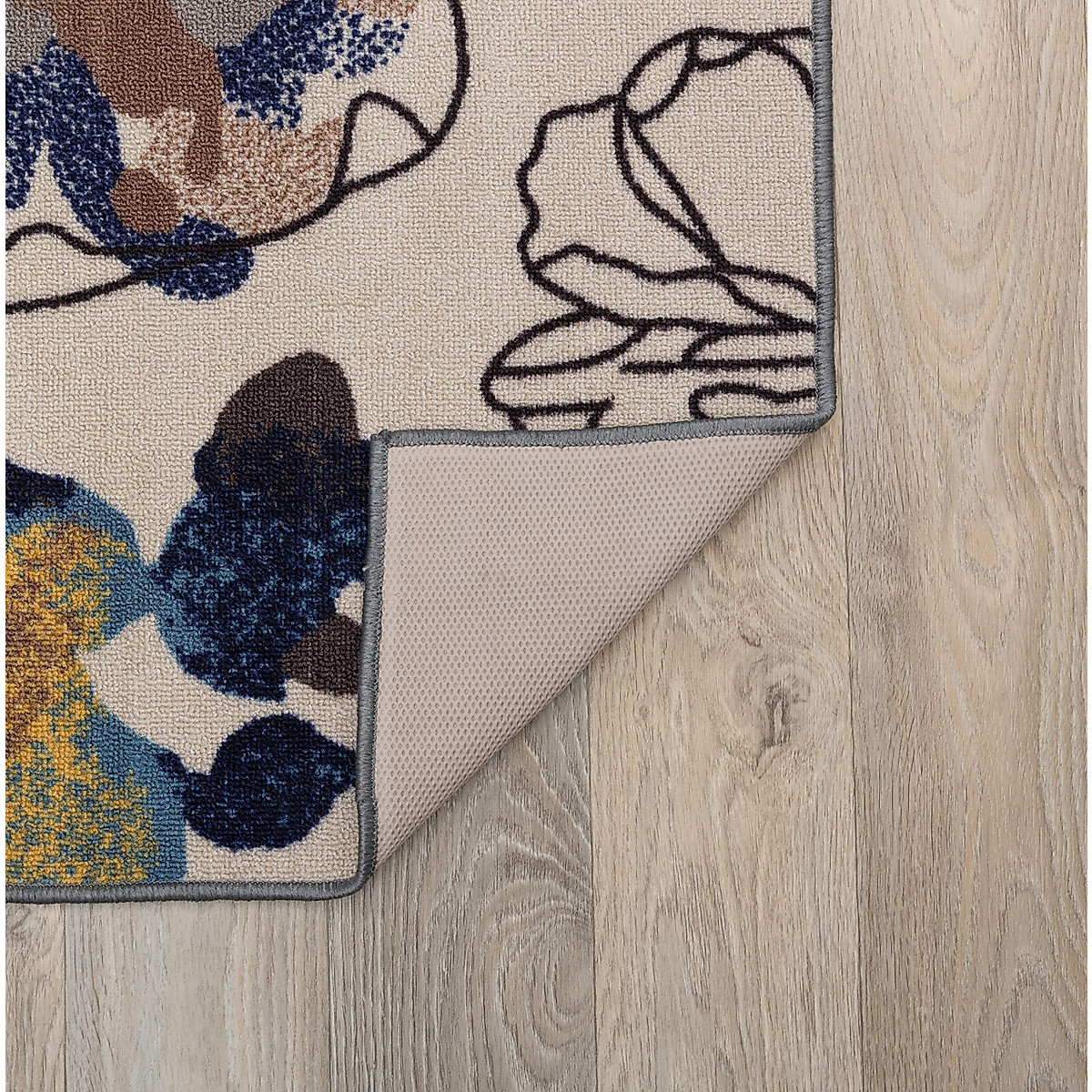 Rugshop Modern Bright Flowers Non-Slip (Non-Skid) Area Rug 8 x 10 (7' 10" x 10') Cream