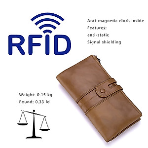 myfriday Women's RFID Blocking Genuine Leather Wallet, Bifold Long Clutch Wallet Money Clips Ladies Card Holder Purse