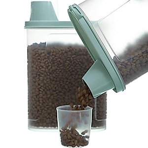 Citylife 2 PCS 2.5 LB Dog Food Containers Small Pet Cat Food Storage Container Pour Spout Measuring Cup Bird Dry Food Dispenser with Lid