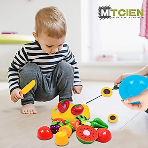 MITCIEN Pretend Camping Toys Play Set, Campfire, Play Food Toy Food for Kids with Oil Lantern, Pretend Fruits Vegetables Cutting, S'Mores, Indoor Outdoor Toys for Toddler